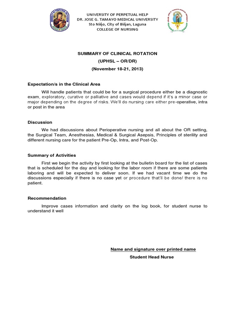 Summary of Clinical Rotation | PDF | Nursing | Patient