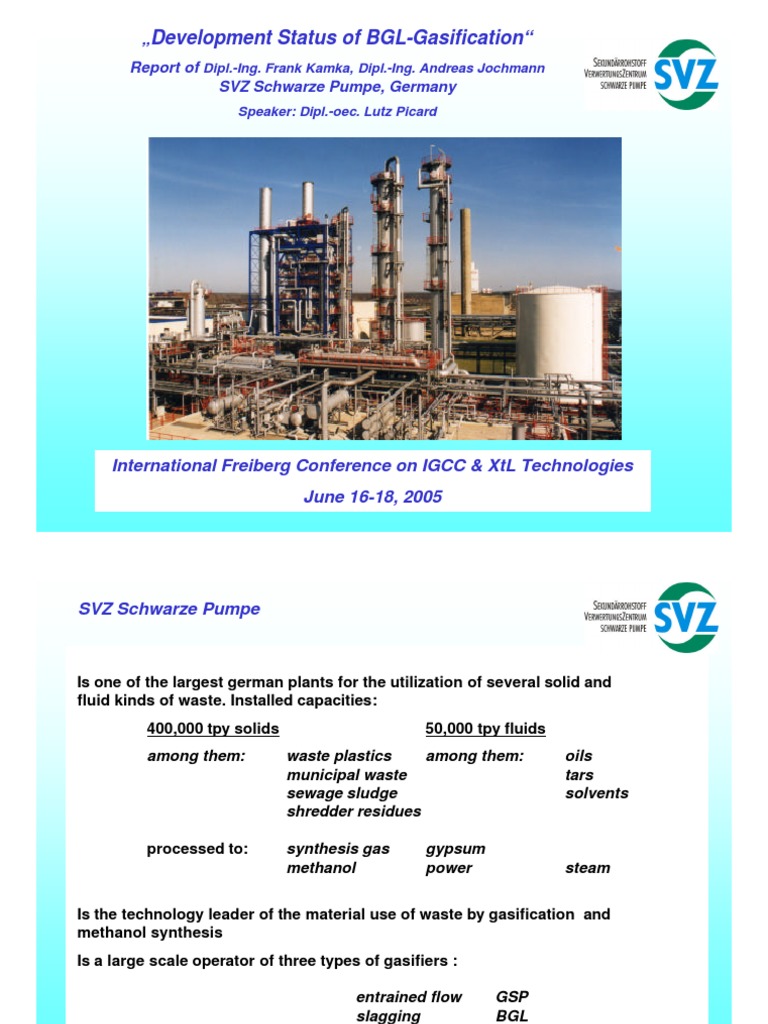 Development Status of BGL-Gasification | PDF | Gasification | Methanol