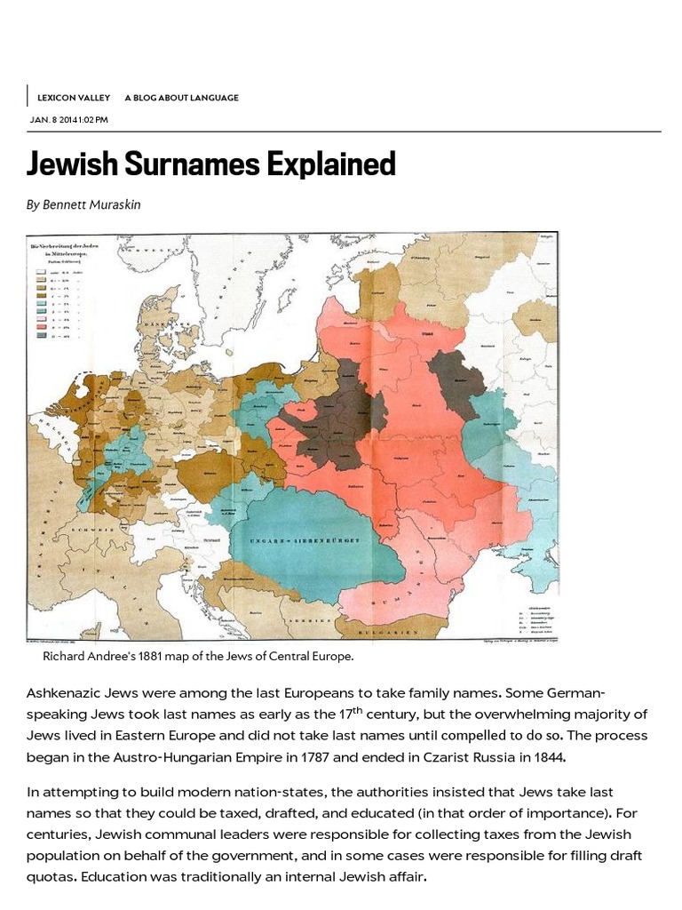 Ashkenazi Names - The Etymology of The Most Common Jewish Surnames ...