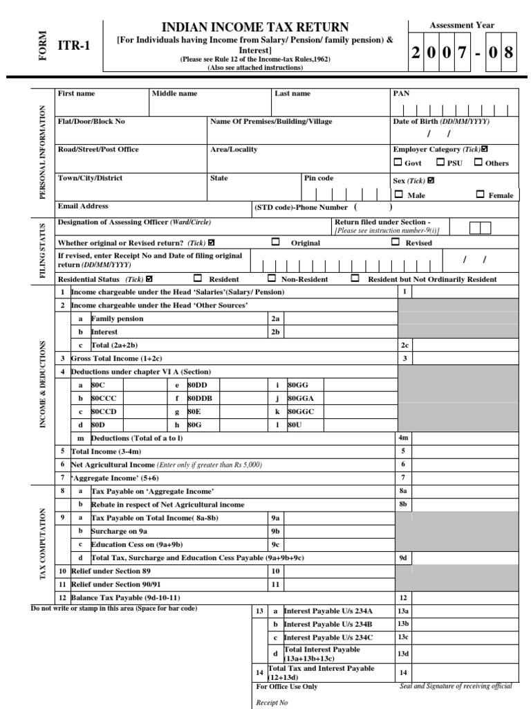 Income Tax Return - 1 | PDF | Tax Deduction | Government Finances