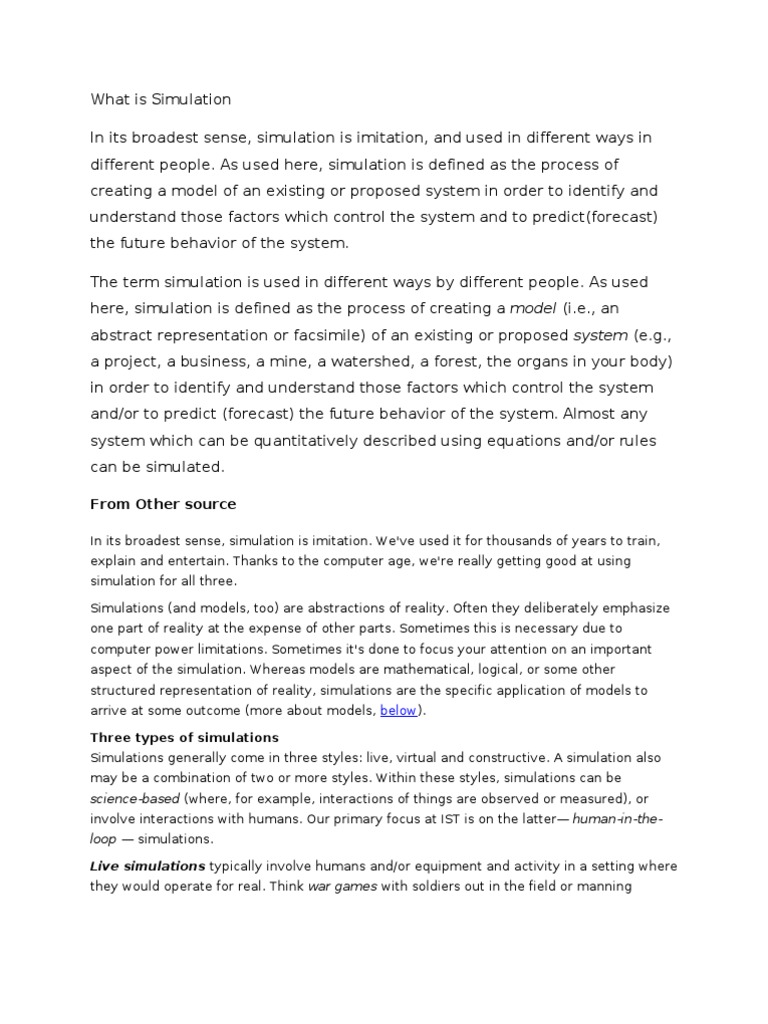 What Is Simulation | PDF | Simulation | Conceptual Model What Is Simulation | PDF | Simulation | Conceptual Model