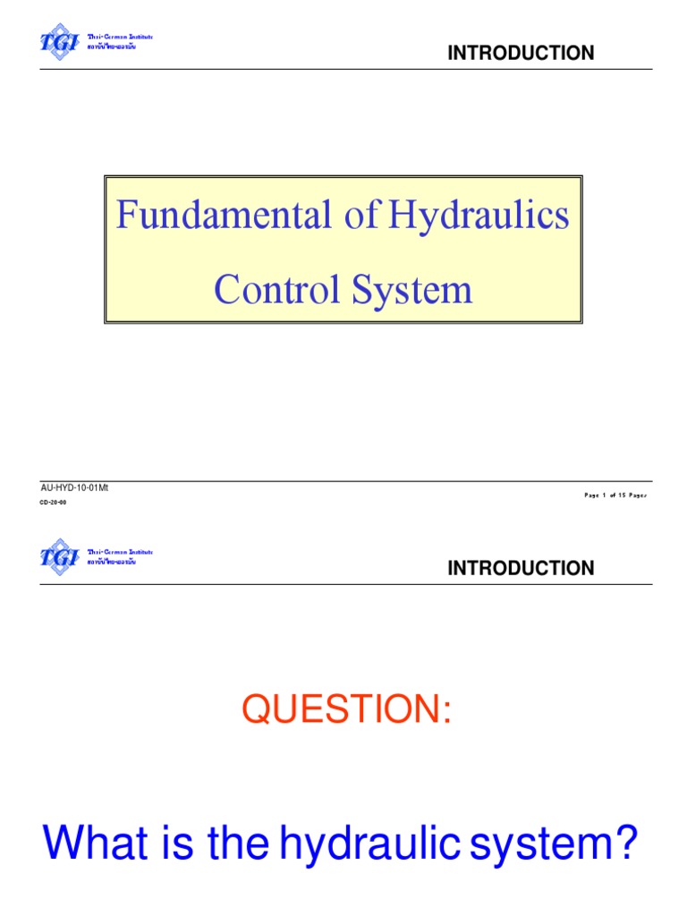 Unit 1 An Introduction of Hydraulic System | PDF | Valve | Fluid Dynamics
