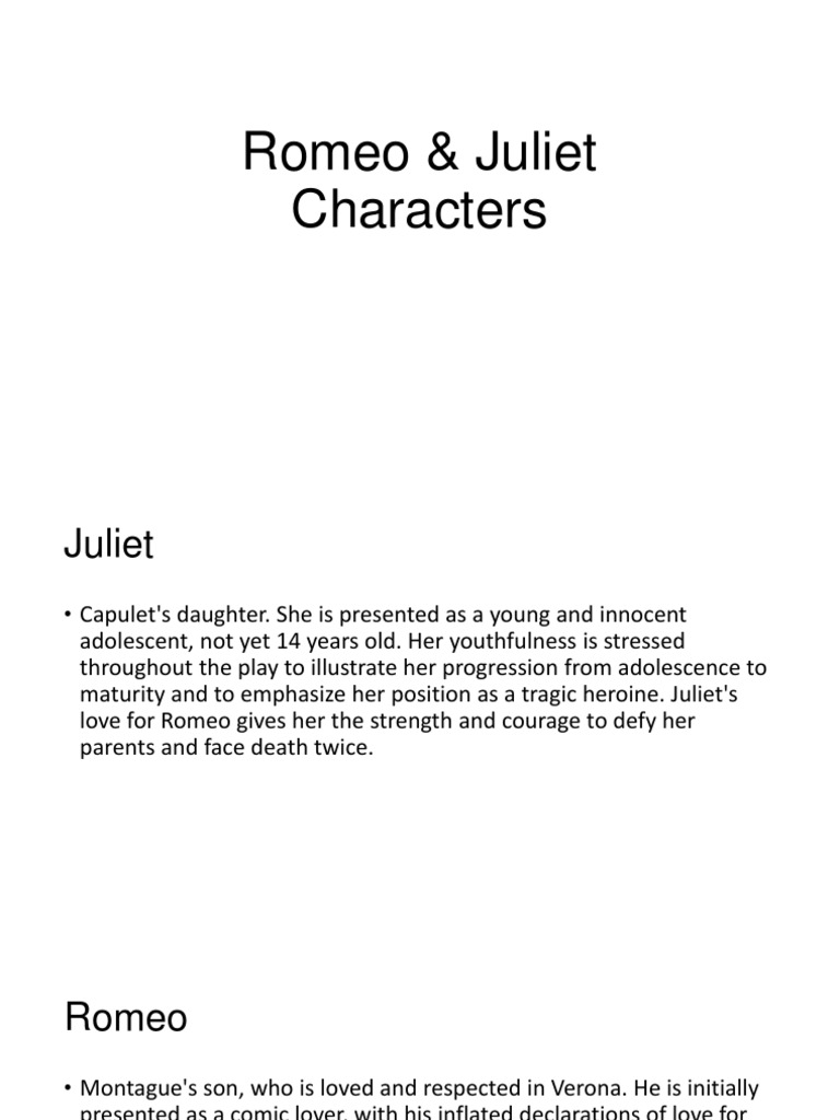 Romeo and Juliet Character Overview | PDF | Characters In Romeo And ...