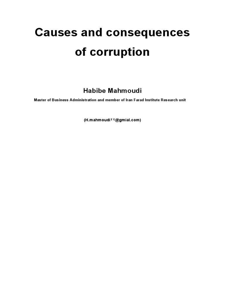 Causes and Effects of Corruption | PDF | Corruption | Bribery
