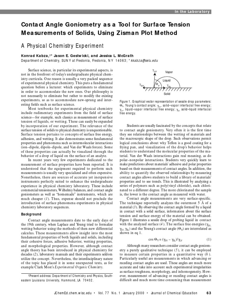 Zisman Plot Method | PDF | Wetting | Surface Tension