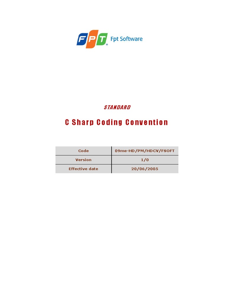 Standard - CSharp Coding Convention | PDF | C Sharp (Programming ...