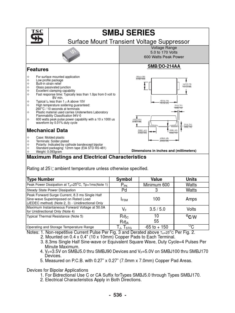 SMBJ Series | PDF | Fuse (Electrical) | Rectifier