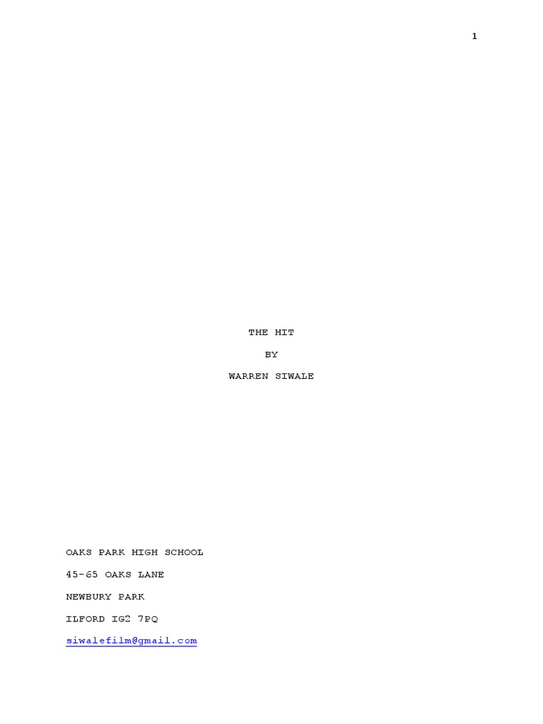 The Hit (Script) FINAL | PDF | Leisure | Violence