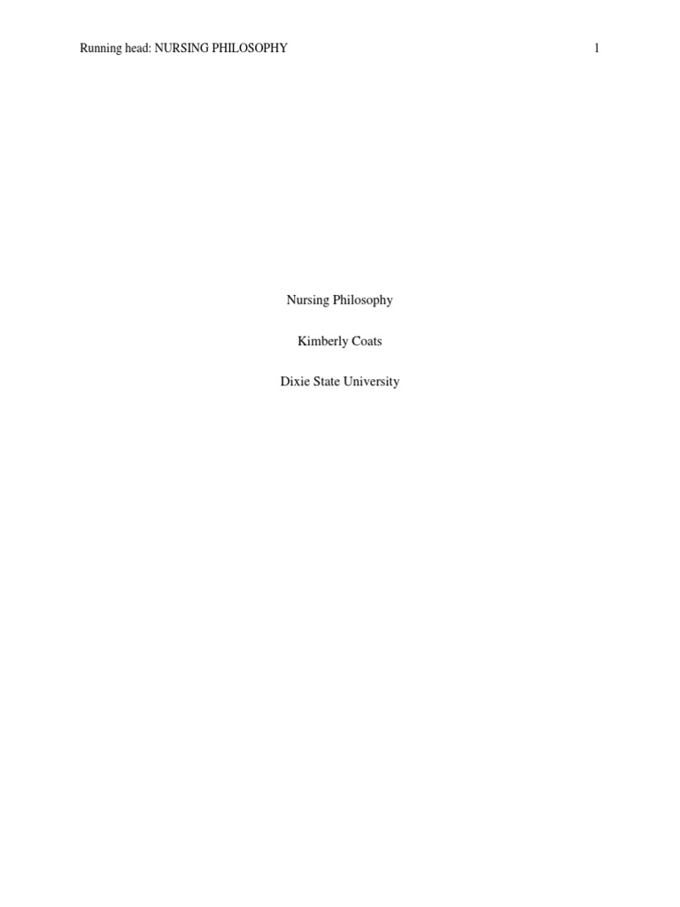 Apa Nursing Philosophy Paper Nursing Patient