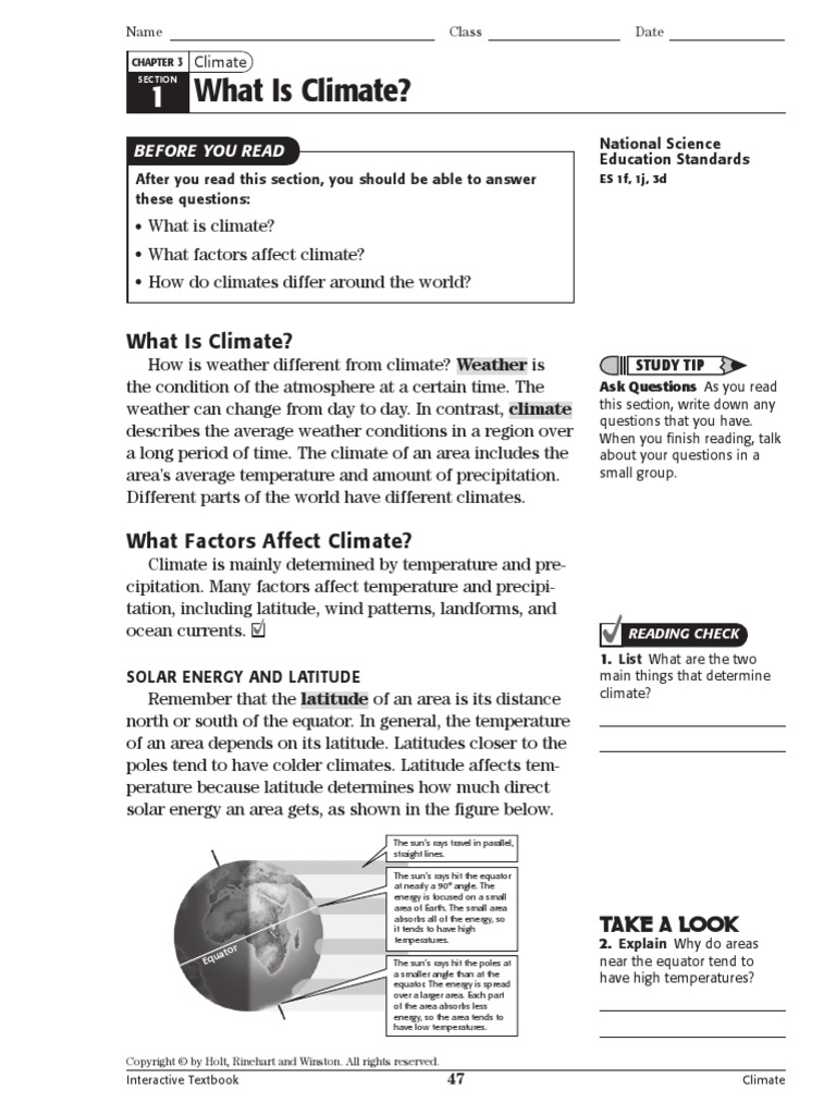 Interactive Textbook Section One What Is Climate 17 1 1 1 | PDF ...