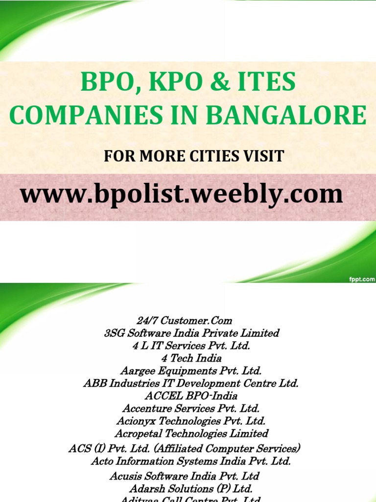 Bangalore BPO List | PDF