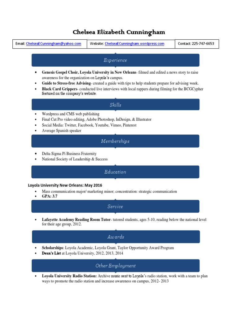 Chelsea Cunningham's Professional Profile | PDF