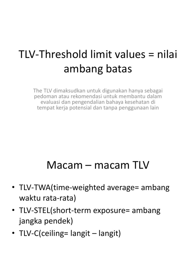 Tlv Threshold Limit Values Pdf