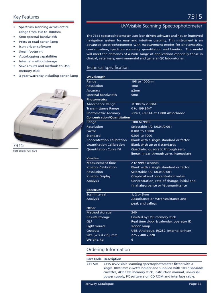 Advanced 7315 Spectrophotometer Specs | PDF