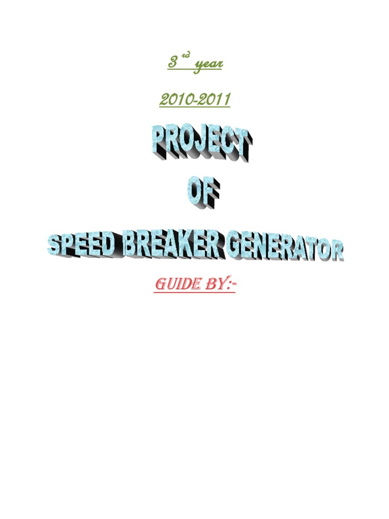 Green Speed Bump Electricity Generation | PDF | Electric Generator ...