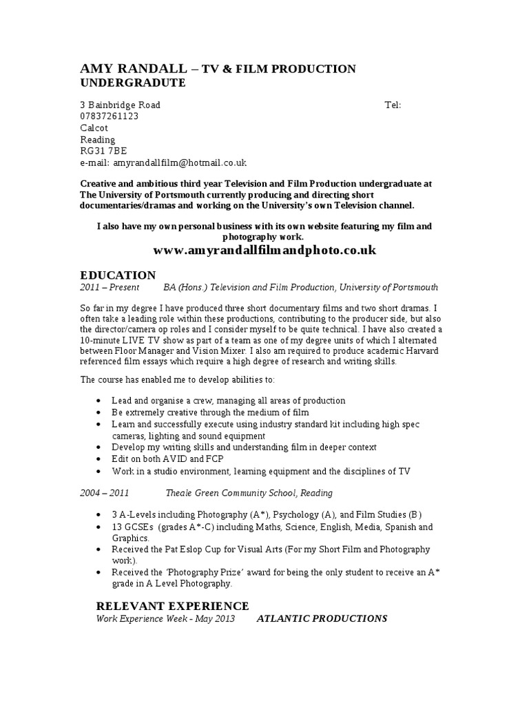 Amy Randall Earlier CV | PDF