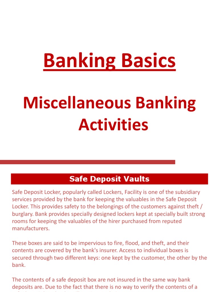 Miscellaneous Banking Activities | PDF | Credit Card | Banks