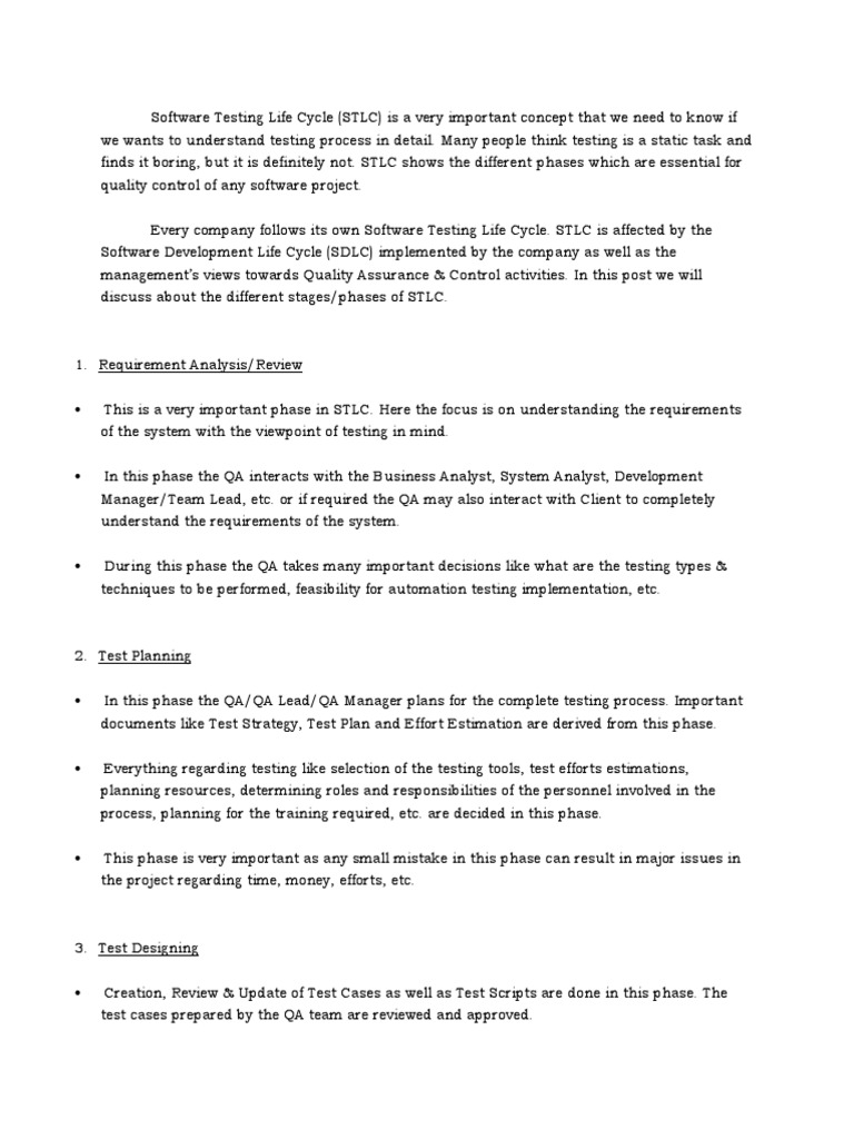 Software Testing Life Cycle | PDF | Software Release Life Cycle ...