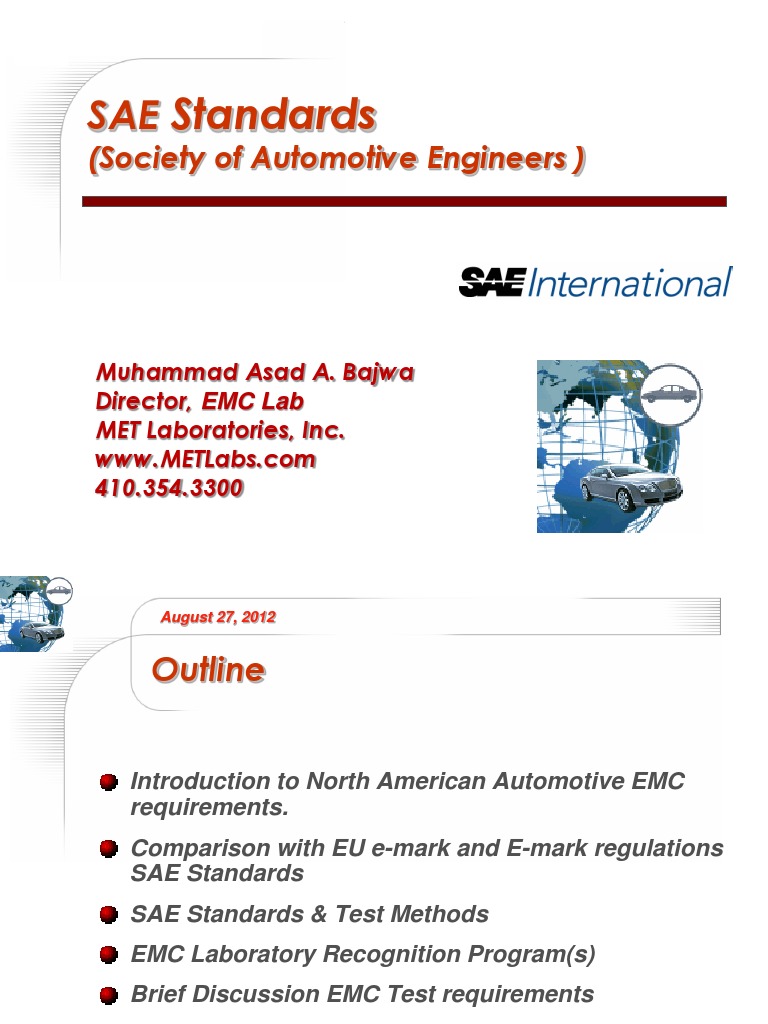 SAE Standards for Automotive EMC Testing | PDF | Electromagnetic ...