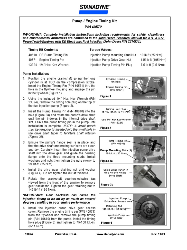Stanadyne de Pump Timing Instructions | PDF | Nut (Hardware) | Gear
