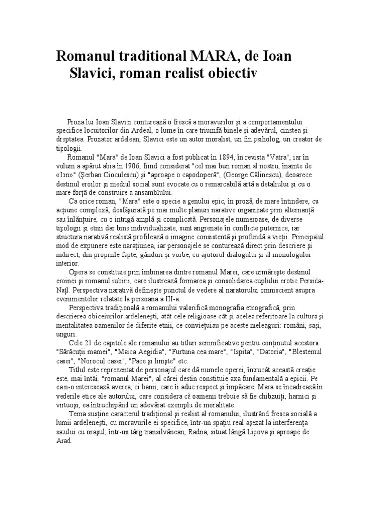 5.Mara de Ioan Slavici - Comentariu