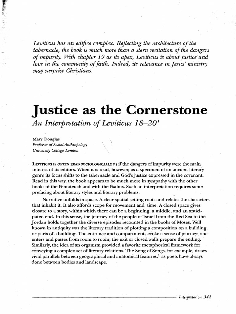 DOUGLAS - Justice As The Cornerstone | PDF | Book Of Leviticus | Tabernacle