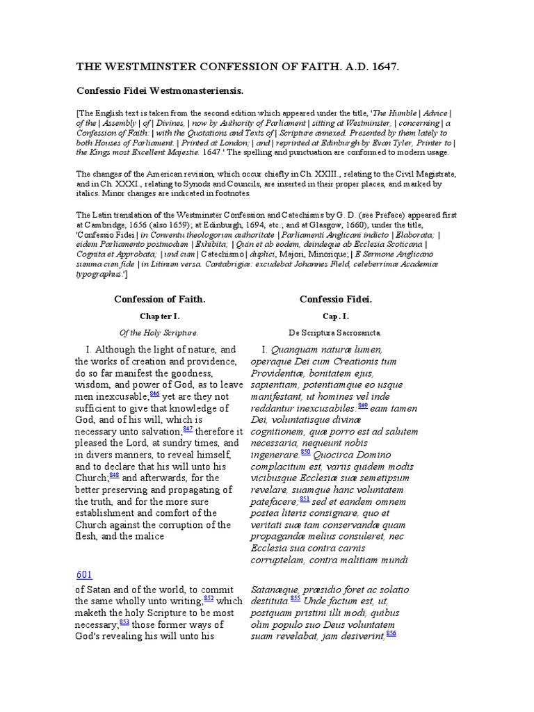 The Westminster Confession of Faith - Latin | PDF | Sin | Christian ...