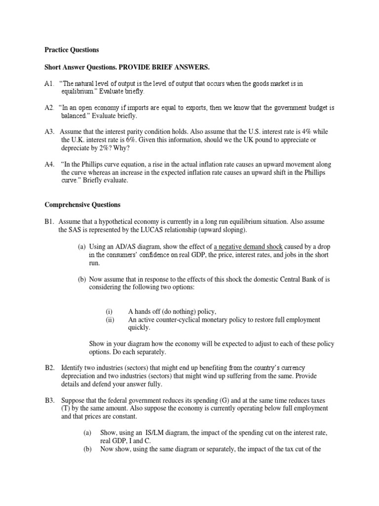 Final Exam Practice Questions | PDF | Purchasing Power Parity ...