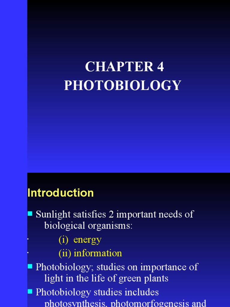 PHOTOBIOLOGY | PDF | Stoma | Chlorophyll