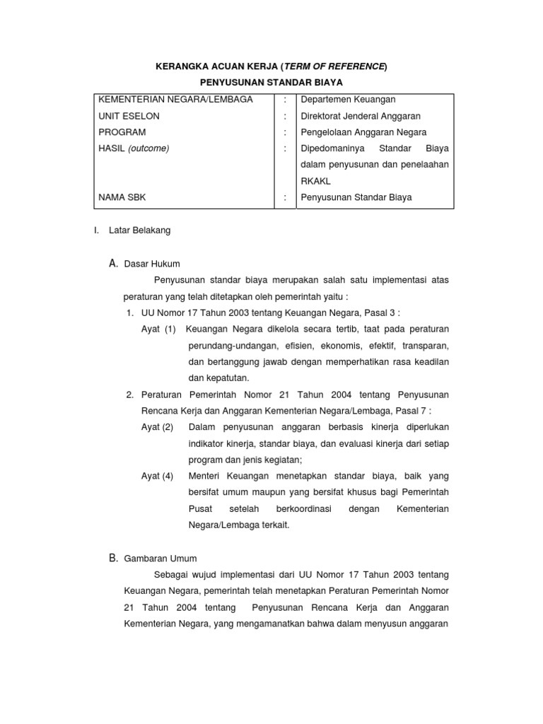 Contoh TOR Buat SBK | PDF