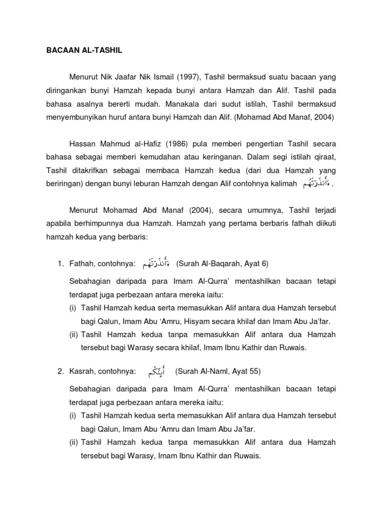 Qiraat - Bacaan Tashil | PDF