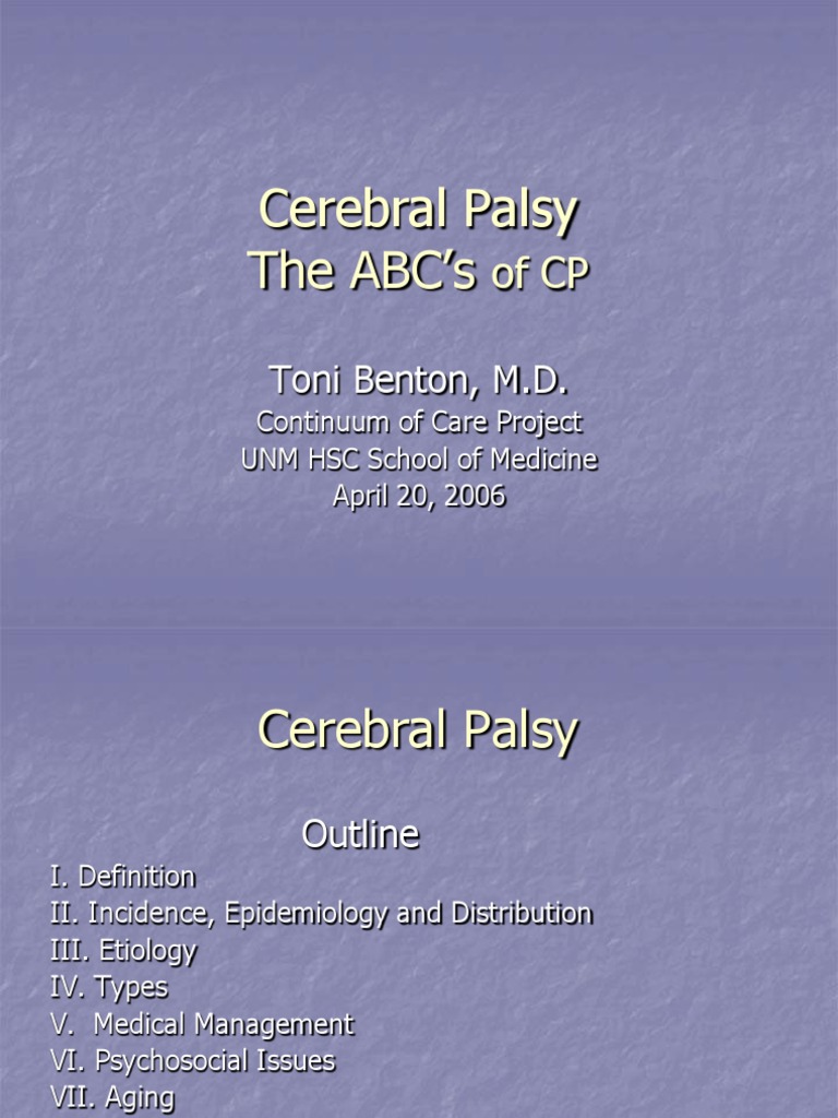 Cerebral Palsy The ABC's: of CP | PDF | Cerebral Palsy | Nervous System