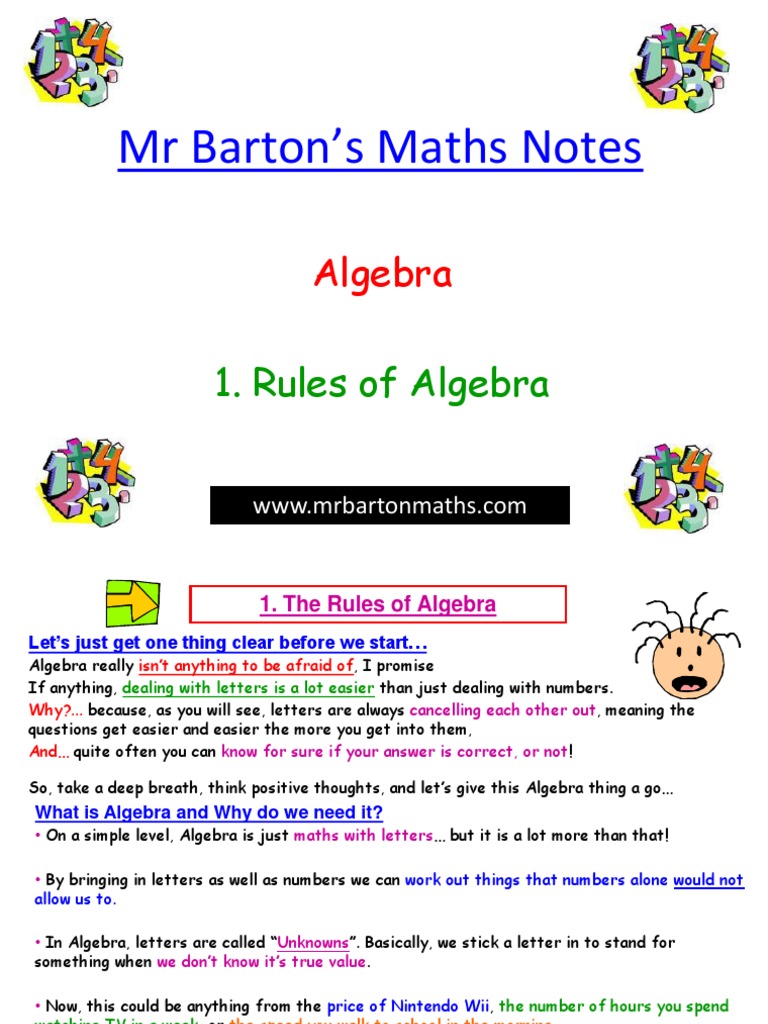 1. Rules of Algebra[1] | Multiplication | Algebra