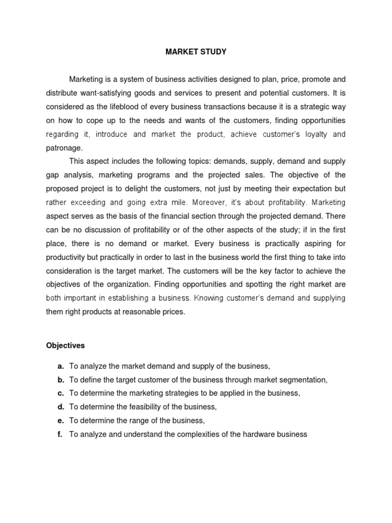 Fs Market Study | PDF | Feasibility Study | Marketing