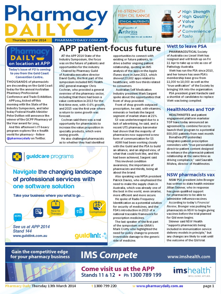 Pharmacy Daily For Thu 13 Mar 2014 - Special APP Report, PSA Ceo ...