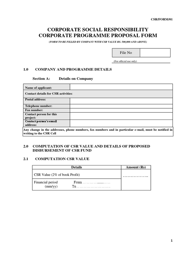 1 - Corporate Social Responsibility Corporate Programme Proposal Form ...