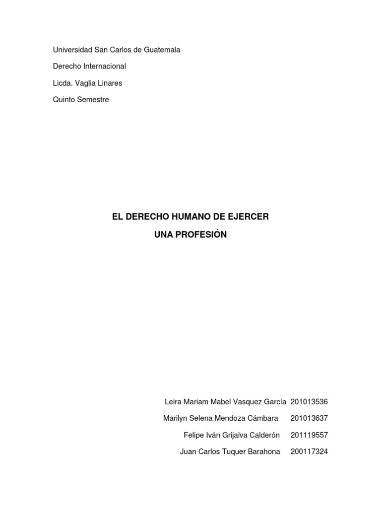 Derecho Humano de Ejercer Una Profesion | PDF