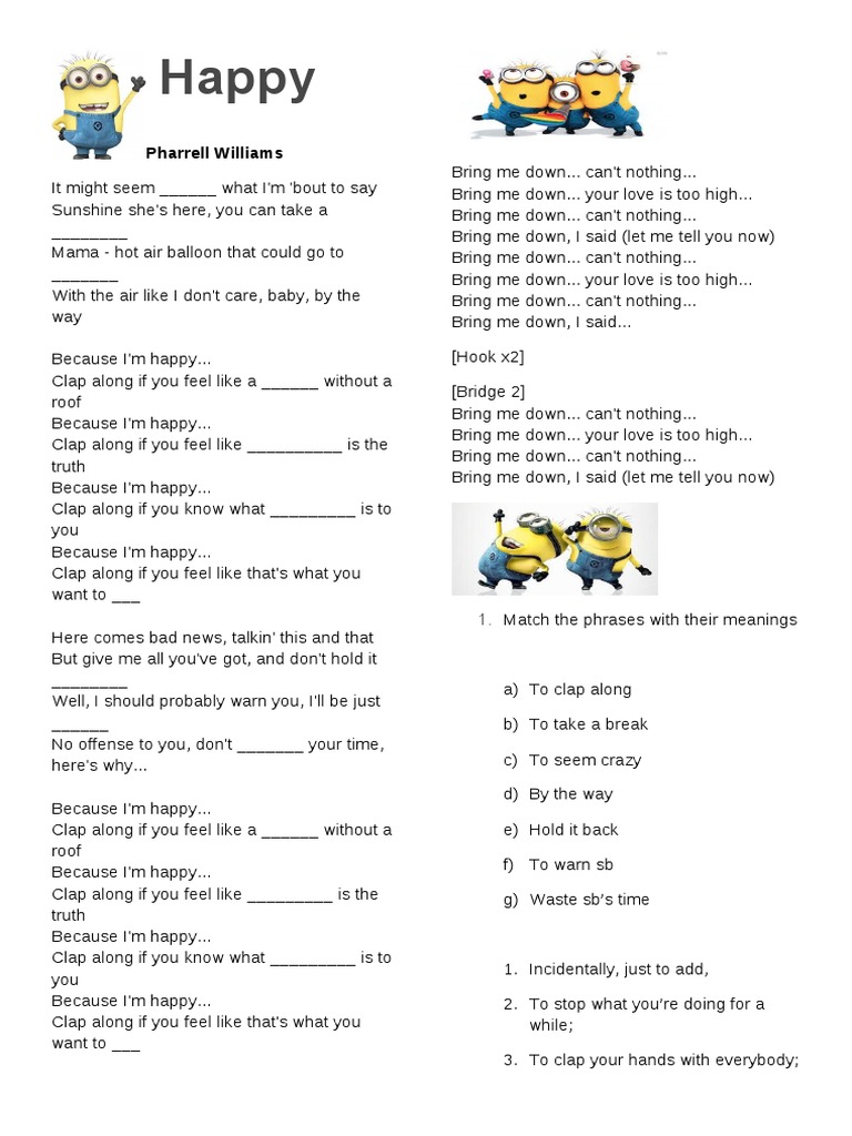 Pharrell Williams' "Happy" Lyrics Guide | PDF