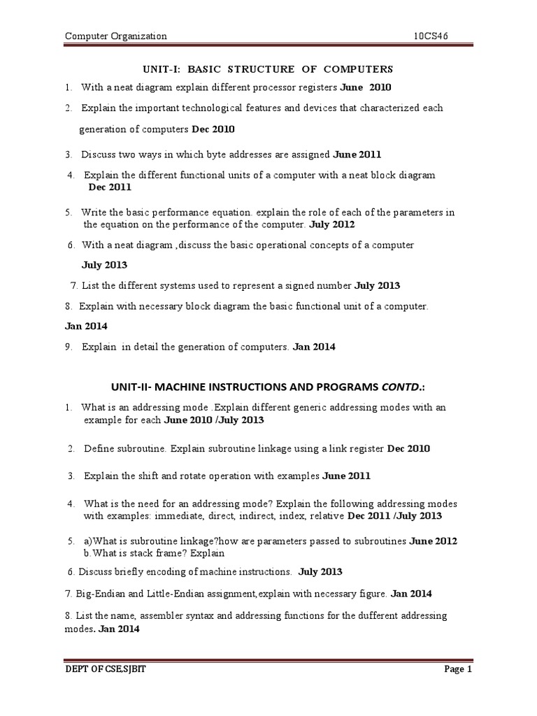 Cse-IV-computer Organization (10cs46) - Question Paper | PDF | Computer Data Storage | Cpu Cache