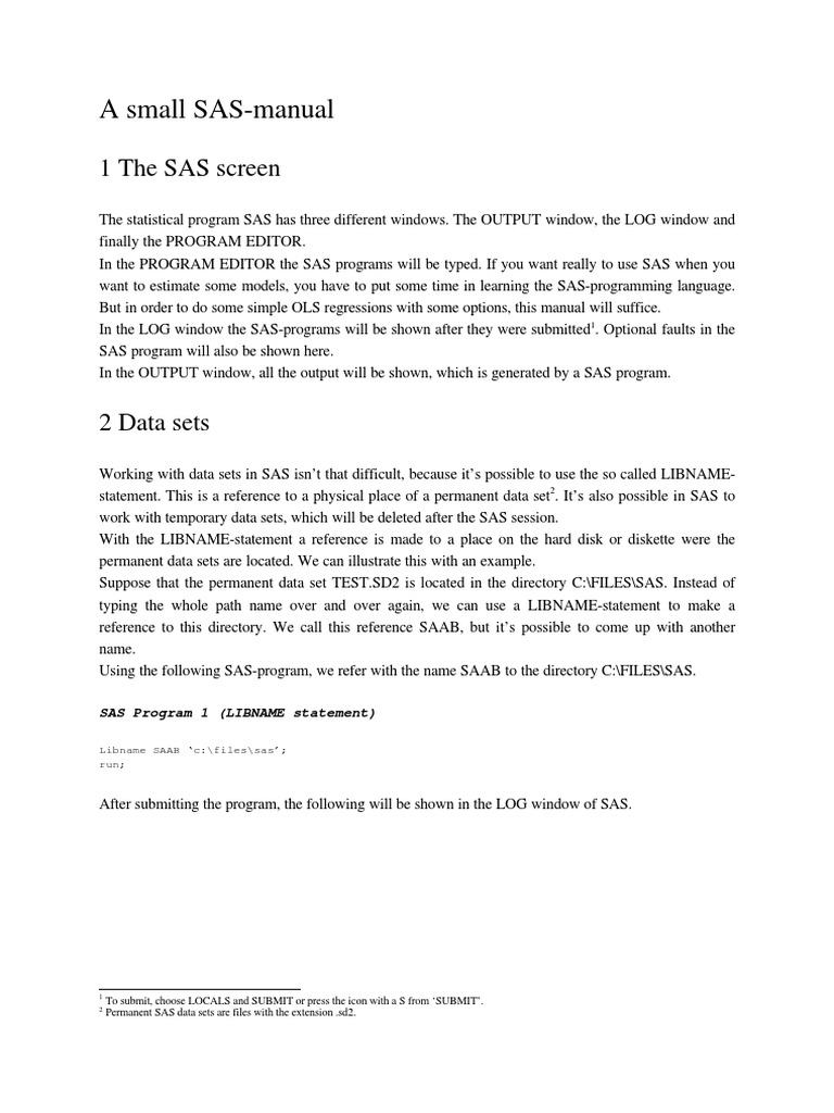 Sas Tiny Manual | PDF | Sas (Software) | Ordinary Least Squares