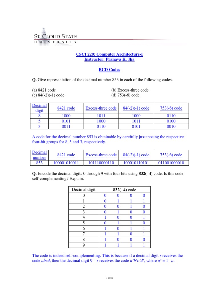 BCD Codes | PDF | Binary Coded Decimal | Theory Of Computation