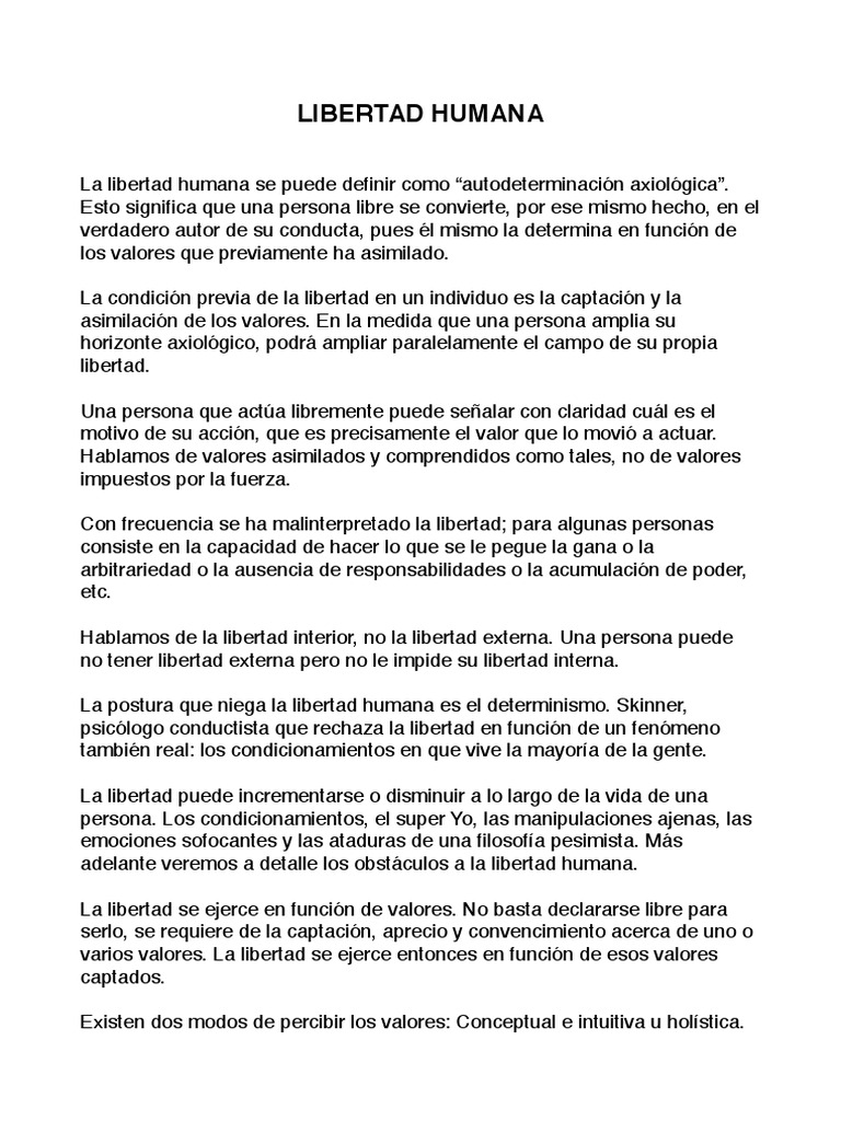 Libertad Humana | PDF | Libertad | Moralidad