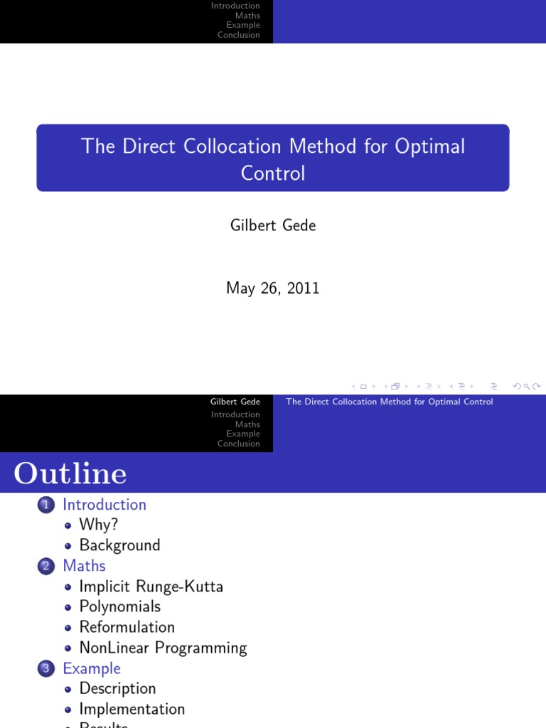 Direct Collocation Presentation | PDF | Optimal Control | Nonlinear Programming