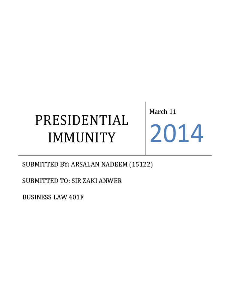 Presidential Immunity 1 | PDF | Qualified Immunity | Warren E. Burger