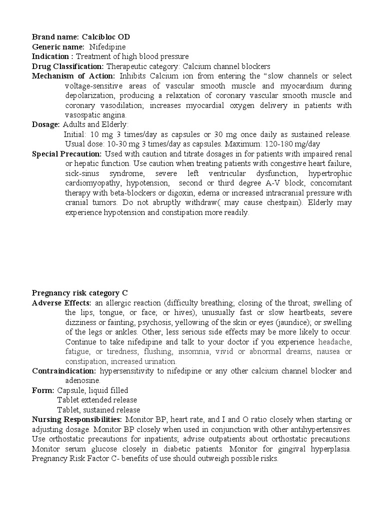 Calcibloc OD | PDF | Heart Failure | Rtt