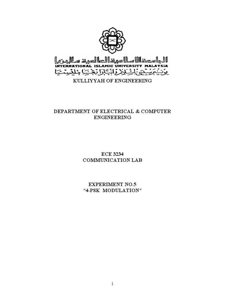 ECE 3234 COMMUNICATION LAB EXPERIMENT 5 4-PSK MODULATION | PDF | Modulation | Data Transmission