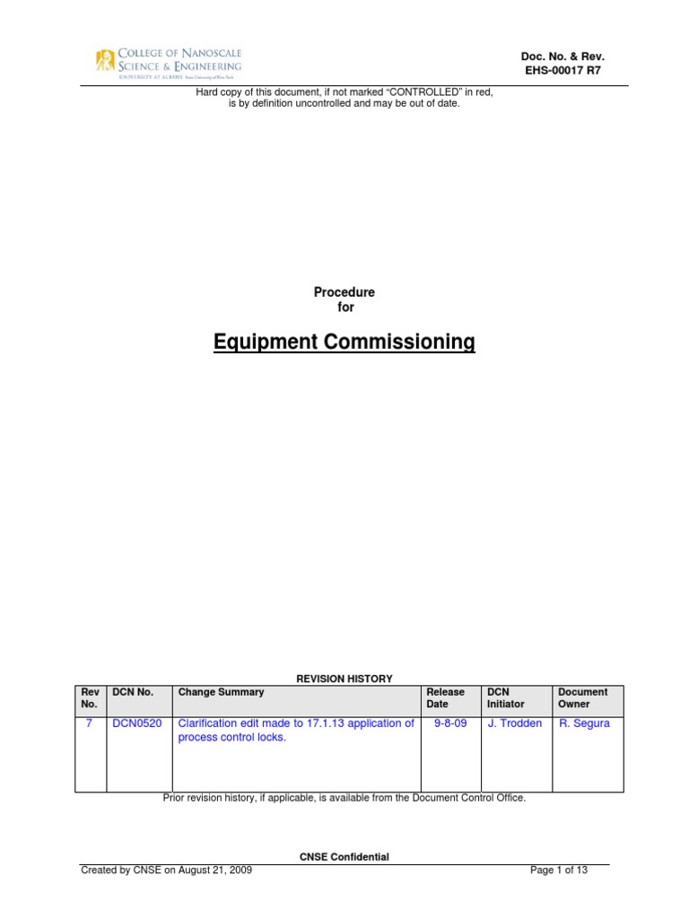 Equipment Commissioning Procedure Guide | PDF | Ionizing Radiation | Leak