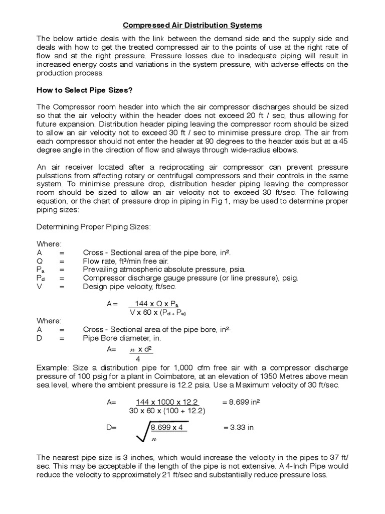 Compressed Air Distribution Design Guide | PDF | Pipe (Fluid Conveyance ...