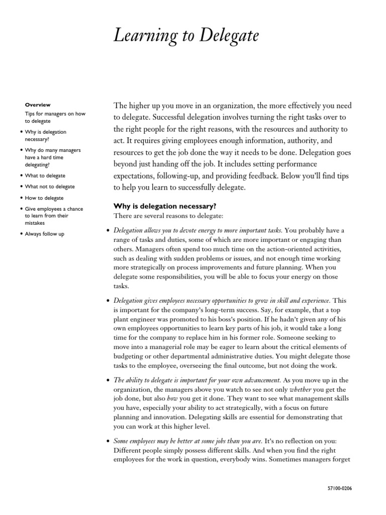 Learning To Delegate | PDF | Employment | Attention