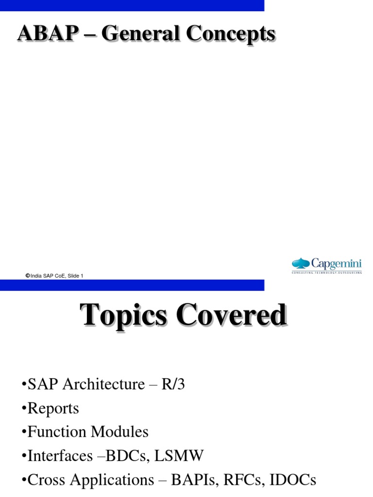 Abap - General Concepts: India Sap Coe, Slide 1 | PDF | Parameter ...